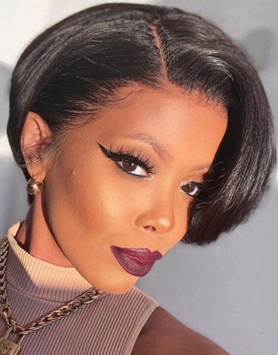 Simidola 4x4/13x4 Pixie Cut Refined Side Part Frontal Wig ...