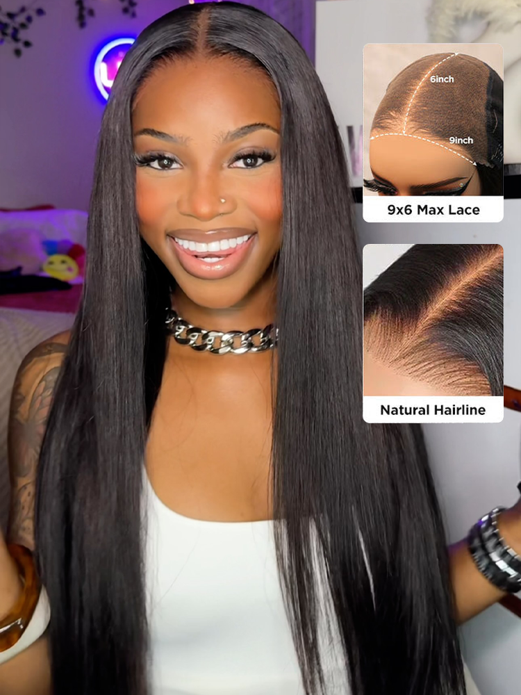Simidola M-CAP Wear Go 9x6 HD Lace Pre Bleached Tiny Knots Straight Ha ...