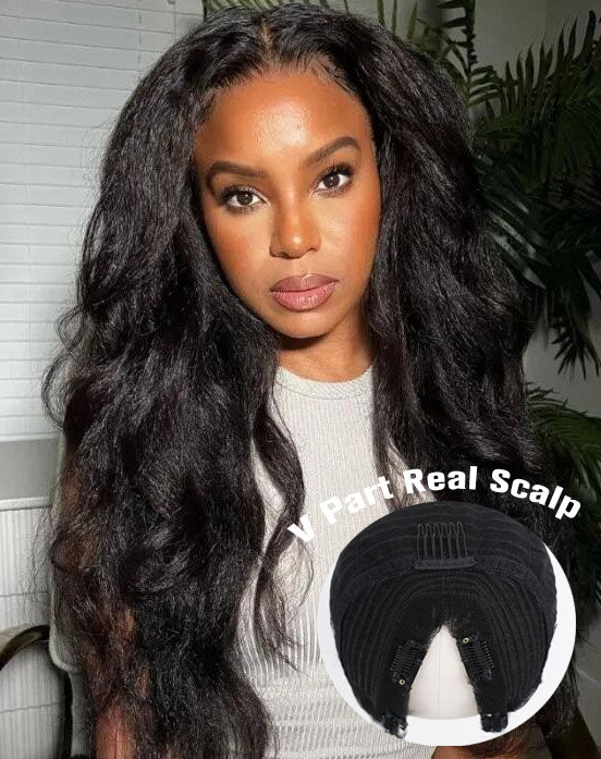Simidola Beginner Friendly V Part Kinky Straight Human Hair Wig ...