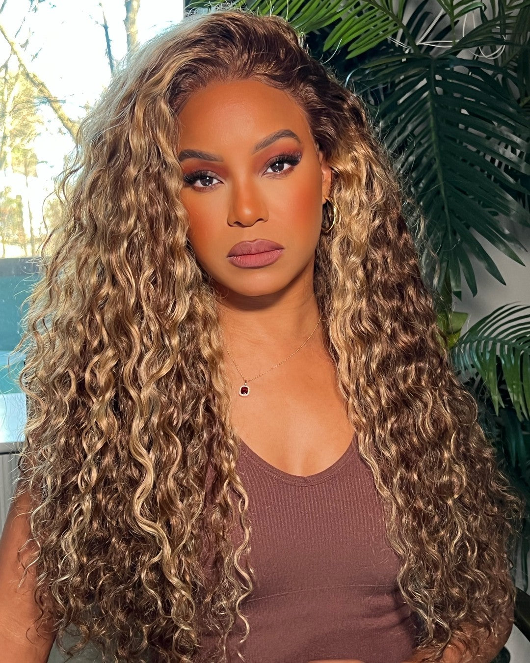 Simidola Highlight Brown Color 7x5 Lace Water Wave Wear Go Glueless Wi ...
