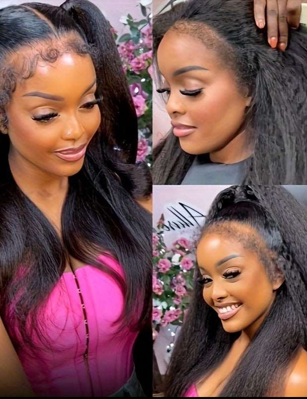 Simidola 4C Edges 13x6 | Type 4C Kinky Edges Human Hair Wigs Kinky Str ...