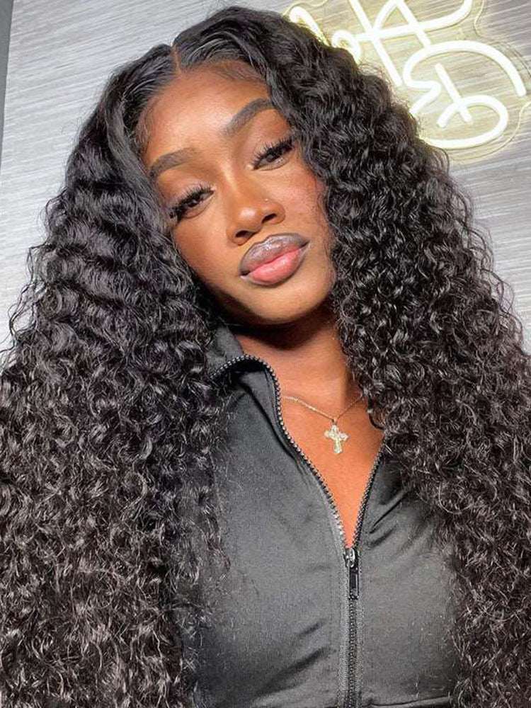 Simidola Pre-bleached 4x4 Pre-cut Pre-plucked Deep Wave Wear Go Gluele ...