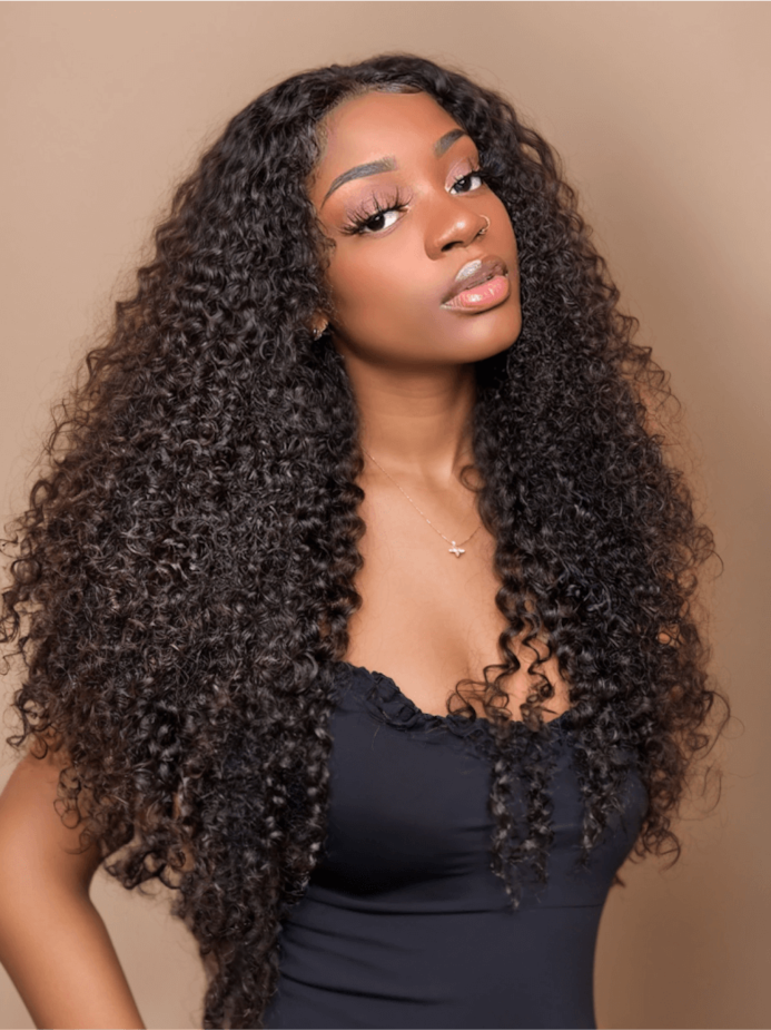 Simidola Pre-bleached 4x4 Pre-cut Pre-plucked Kinky Curly Wear Go Glue ...